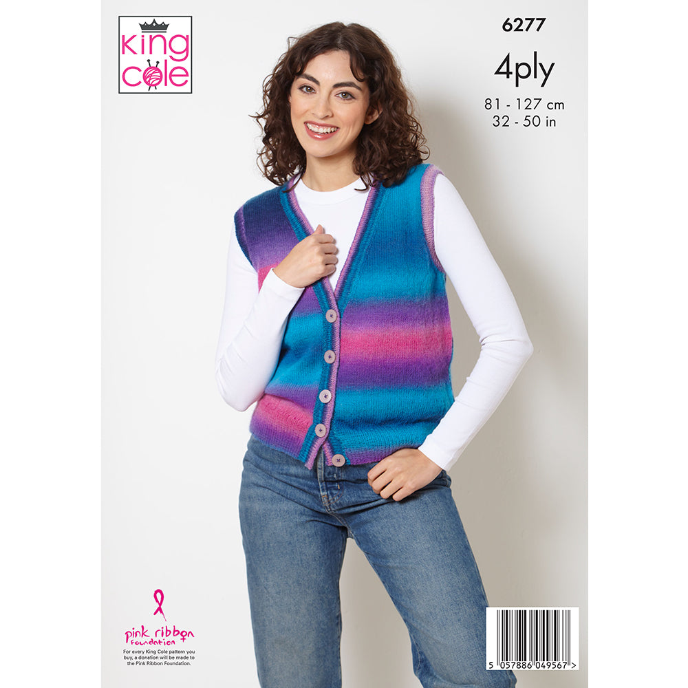 Knitting Cardigan and Waistcoat Pattern Leaflet – King Cole Rebel 4Ply